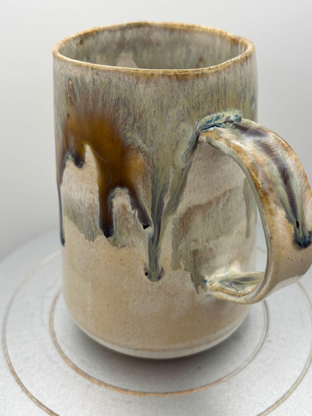 Handmade Stoneware Mug: Rustic Drippy Glaze, Earthy Boho Pottery - Etsy