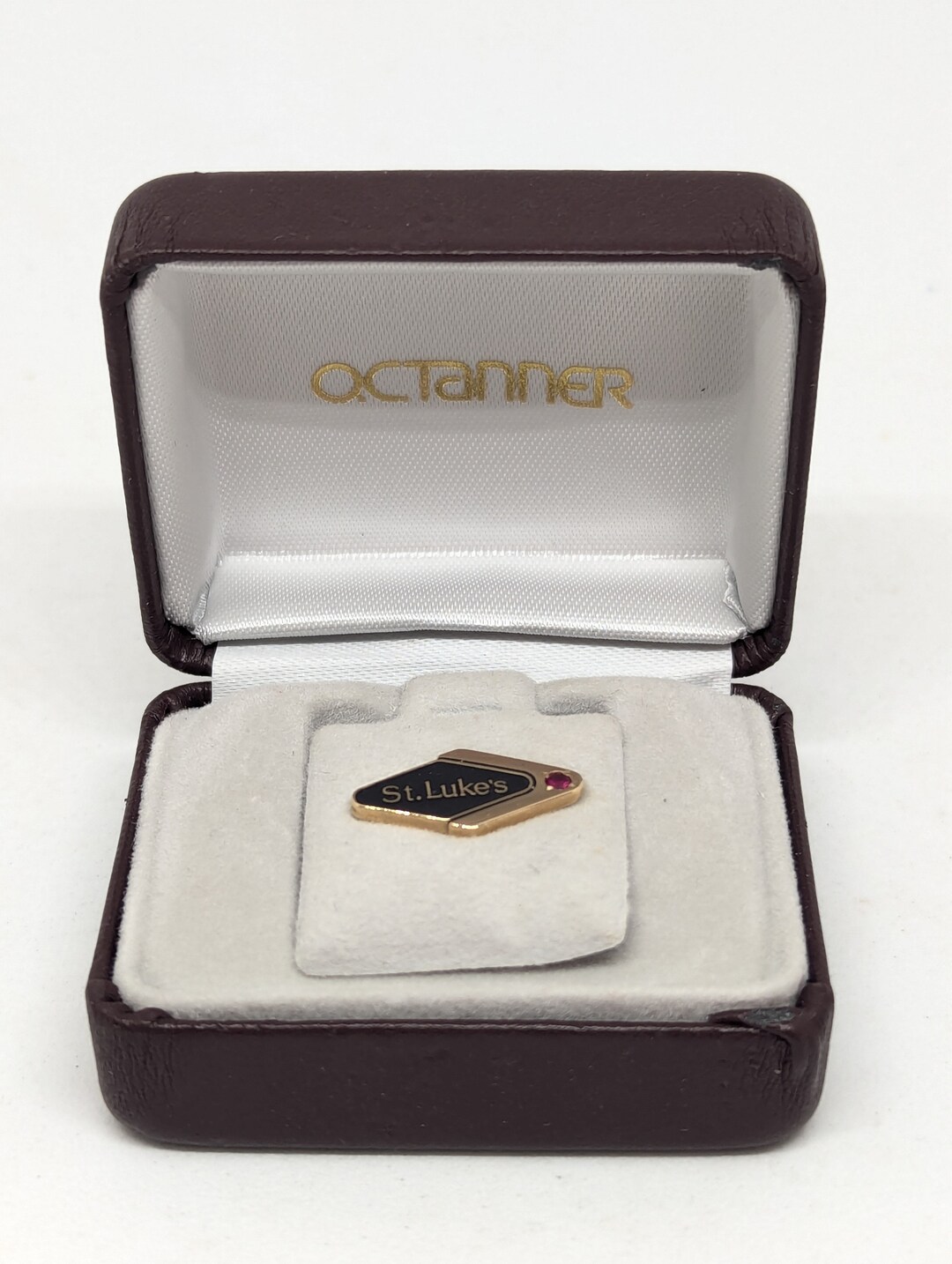 St. Luke's Pin | 10K Gold | OCT | Tanner | Red Ruby Stone | Service Pin ...