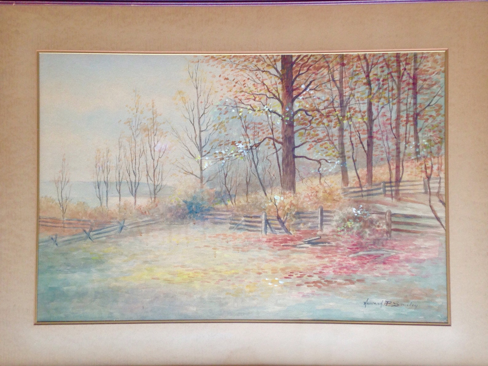 Howard P. Smiley Original Watercolor Vintage Split Rail Fence Woods ...