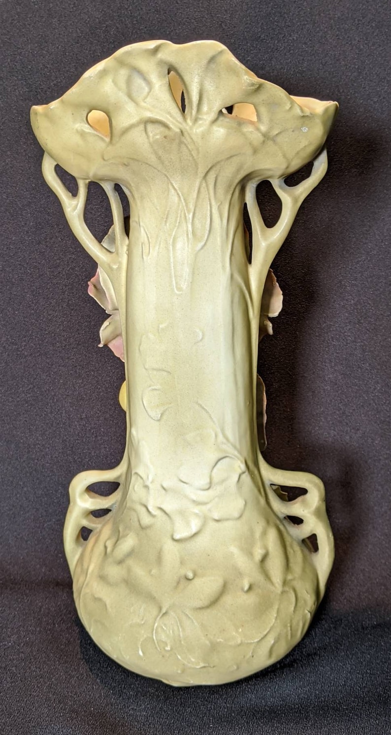 Royal Dux Vase Antique Art Nouveau Applied Flowers - Etsy