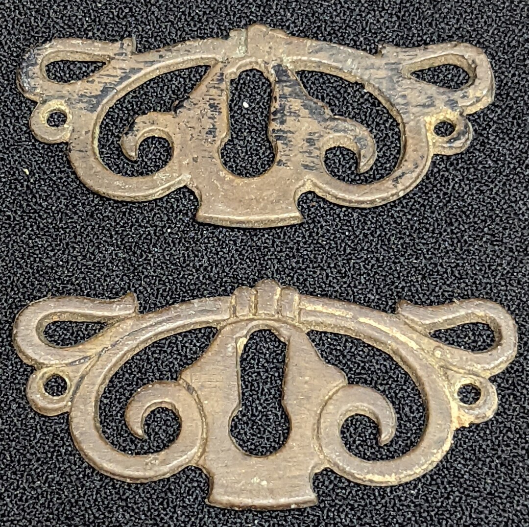 Set of 2 Antique Skeleton Key Hole Covers for Cabinet or Dresser ...