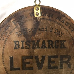 Antique Welch Bismarck Lever Marine Clock Brass Cased Paper Label Back ...