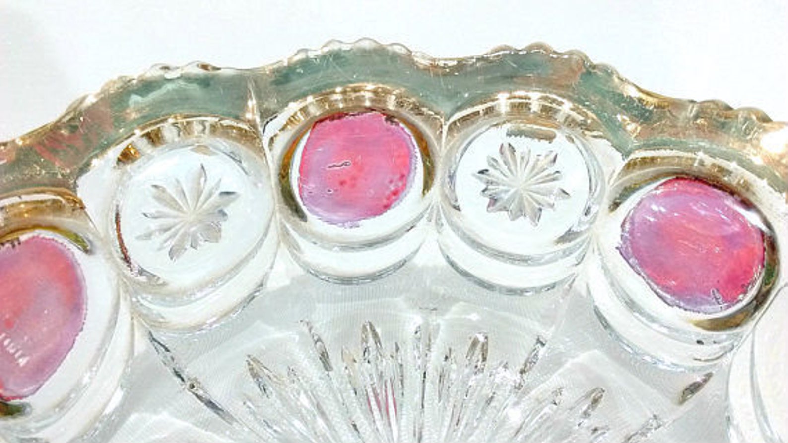 5 Piece Early American Pattern Glass EAPG Gilded Ruby Stained - Etsy