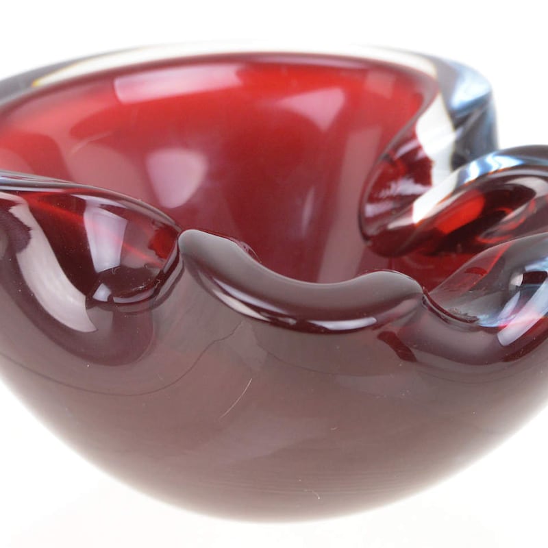 Red Glass Ashtray - Etsy