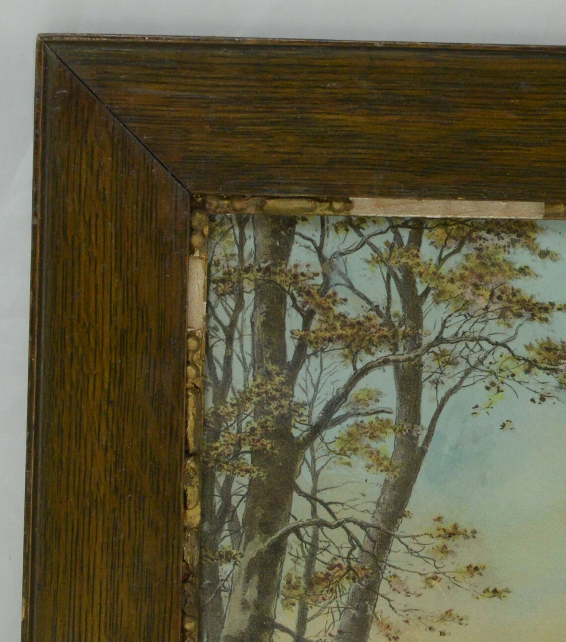 Victorian Era Colored Framed Lithograph Boy & Dog Hunting Small Game ...