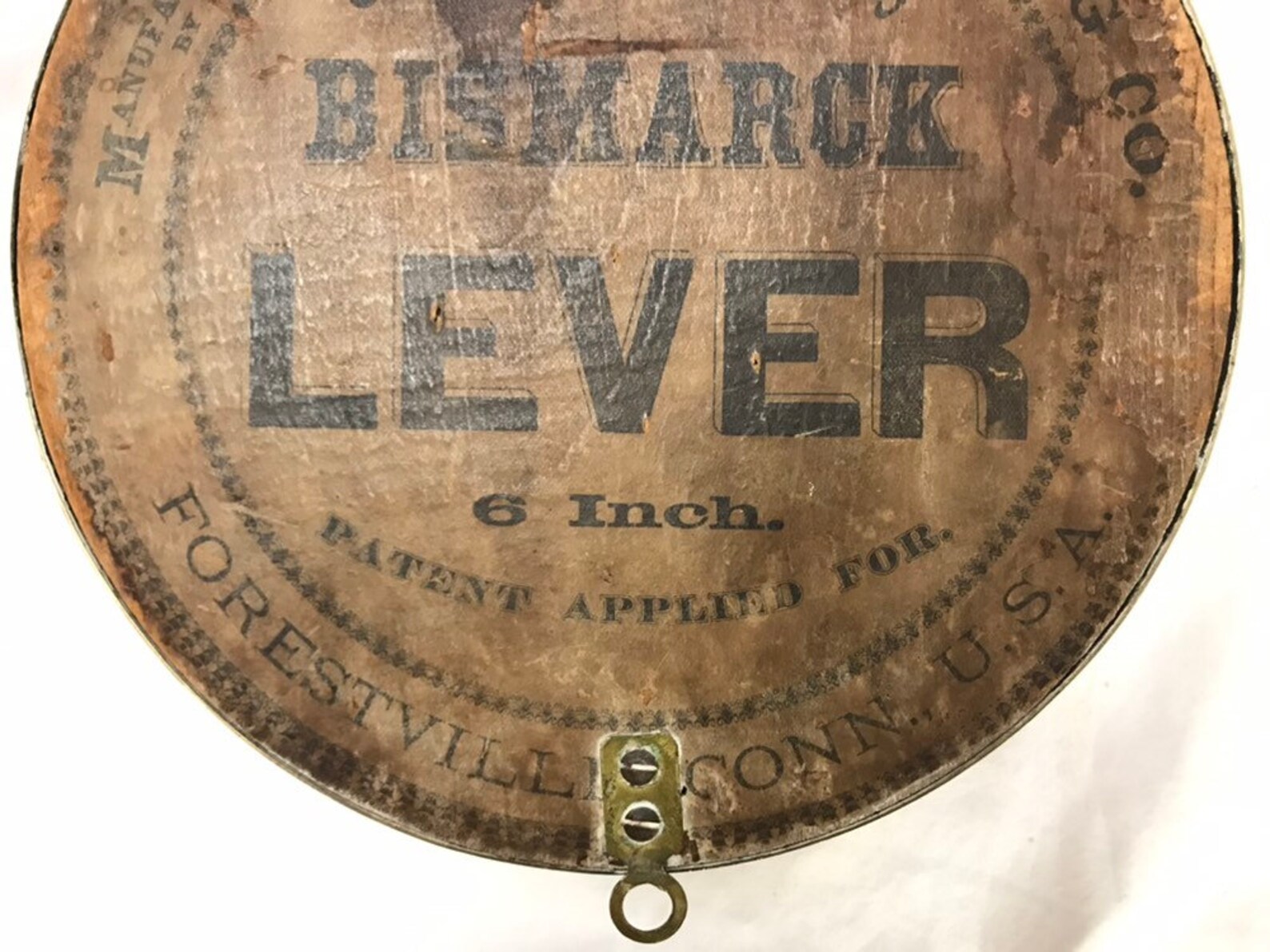 Antique Welch Bismarck Lever Marine Clock Brass Cased Paper Label Back ...