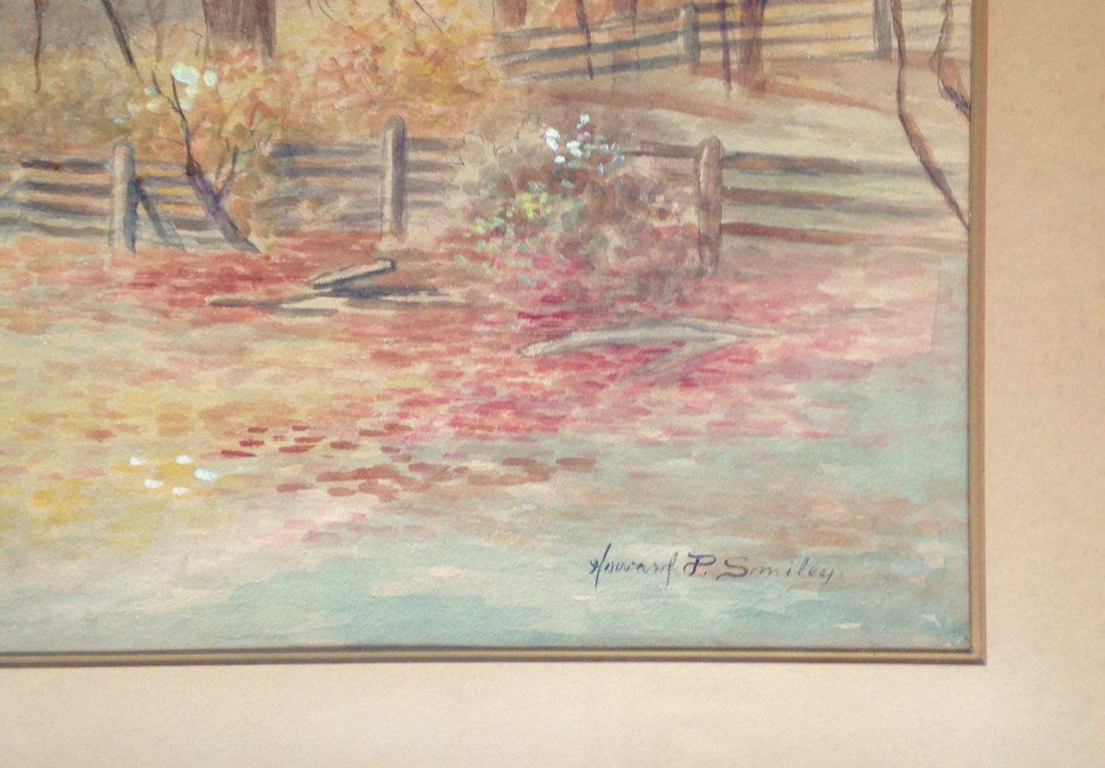 Howard P. Smiley Original Watercolor Vintage Split Rail Fence Woods ...