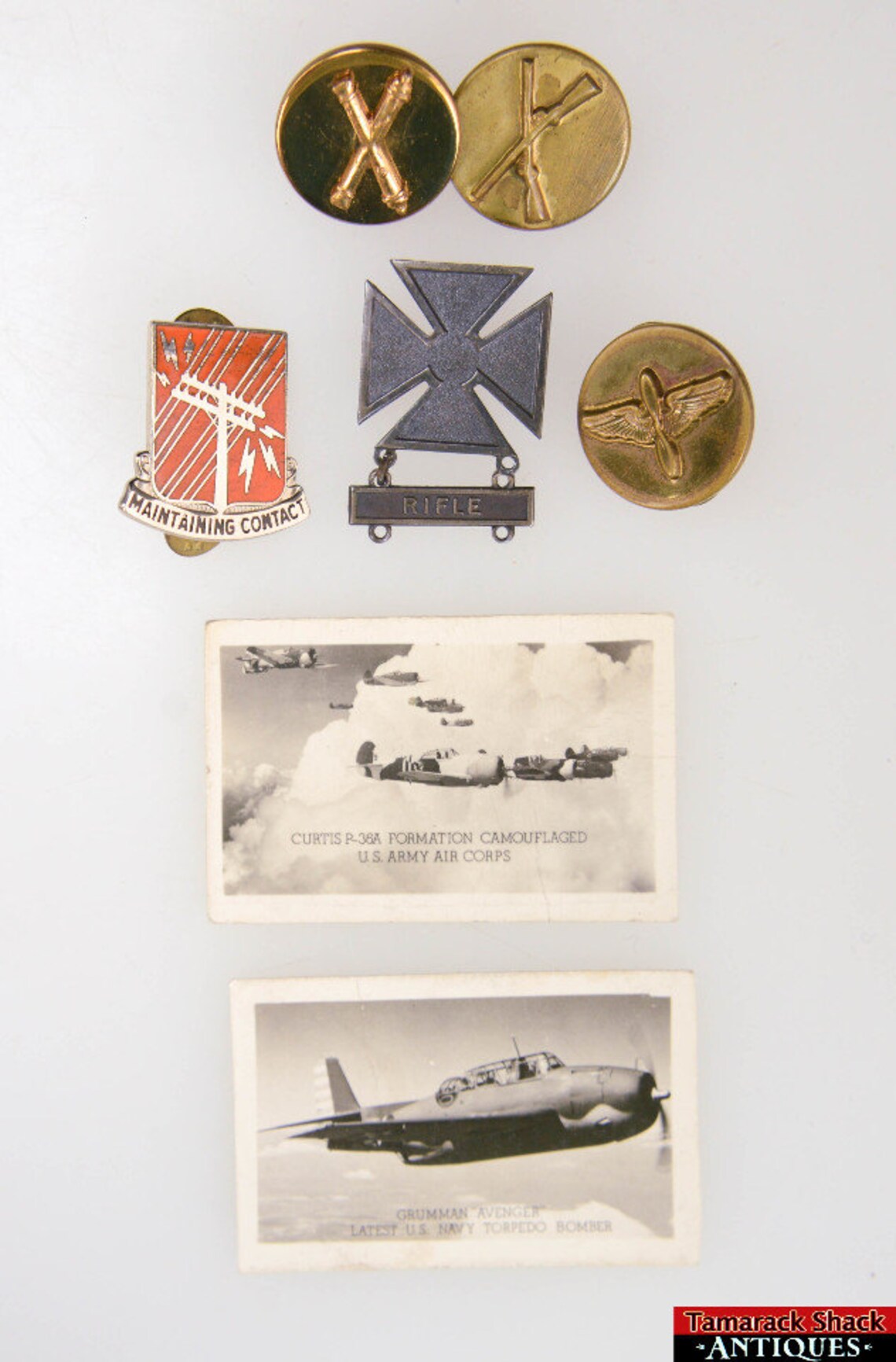 7pc WWII US Army 440th Signal Battalion Marksman Infantry Pins Air ...