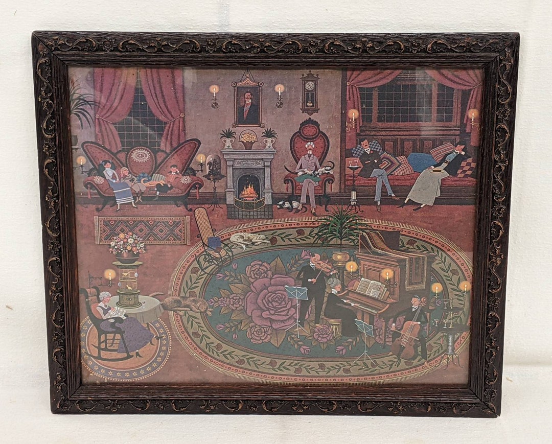 Framed Victorian Style Print Wall Art | Decorative February Calendar ...