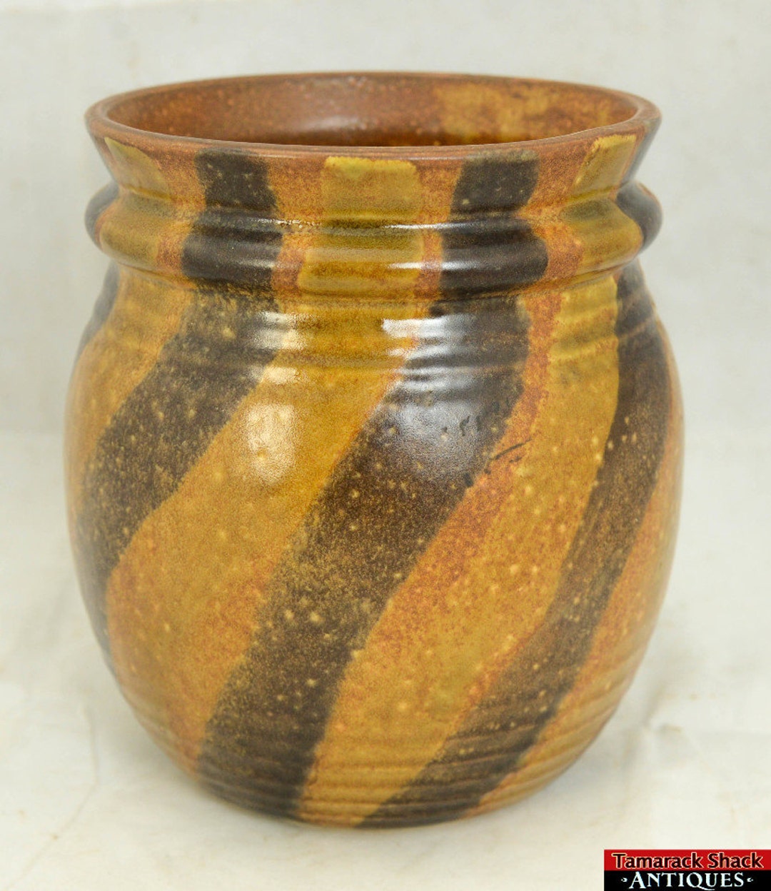 VTG Mccoy Pottery Co Brown Onyx Vase Marbled Burnt Orange Cream Urn ...