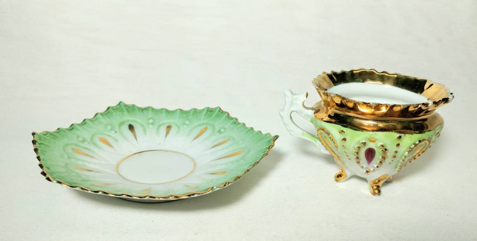 Vtg Handpainted Porcelain 4 Footed Demitasse Tea Cup and | Etsy