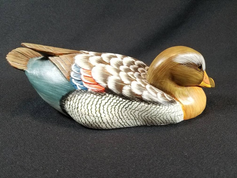 Vintage Finely Detailed Hand Carved Wood Drake Exceptional Hand Painted ...