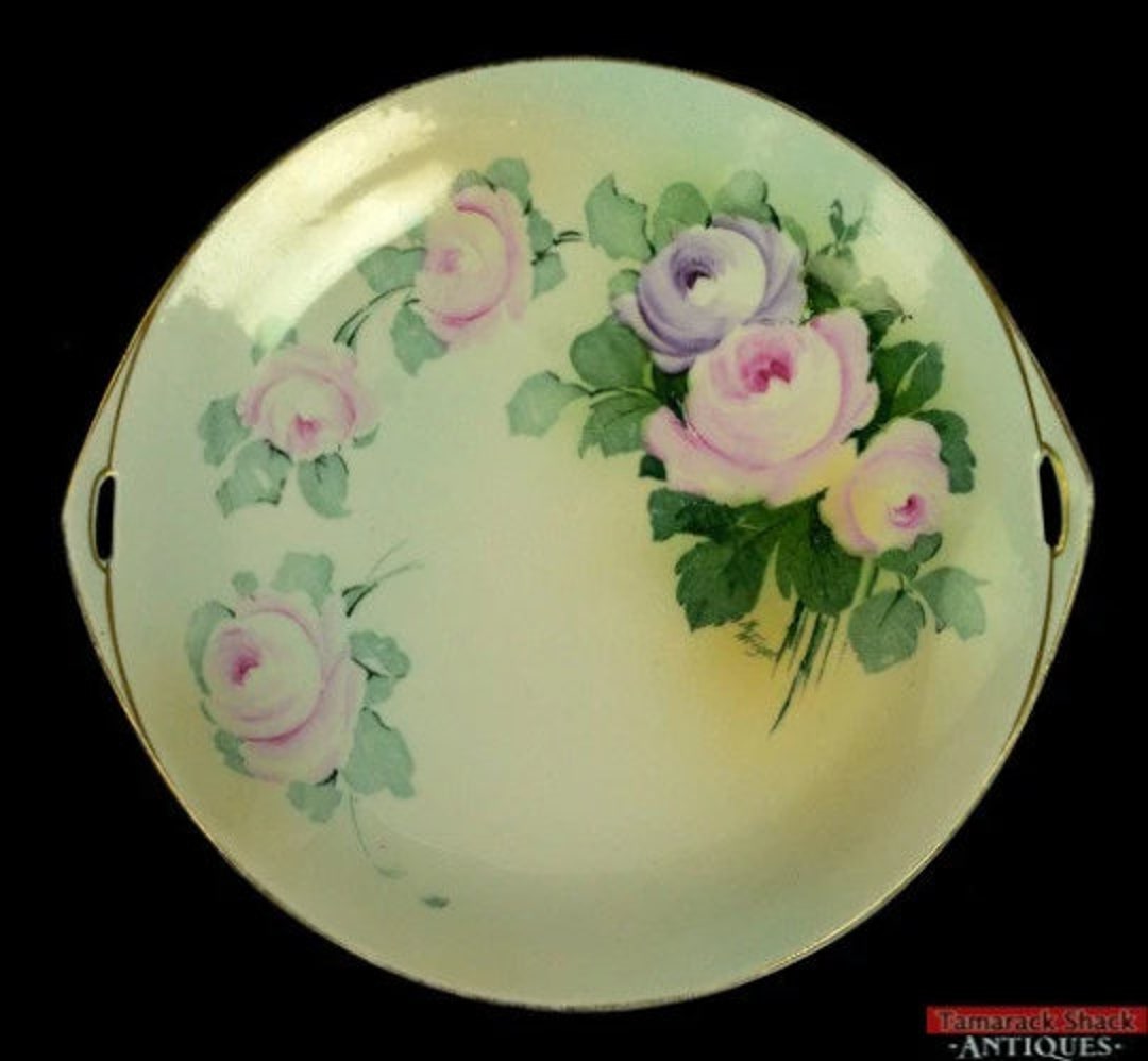 VTG Rudolstadt Germany Artist Signed Weigel Handpainted Roses Studio ...