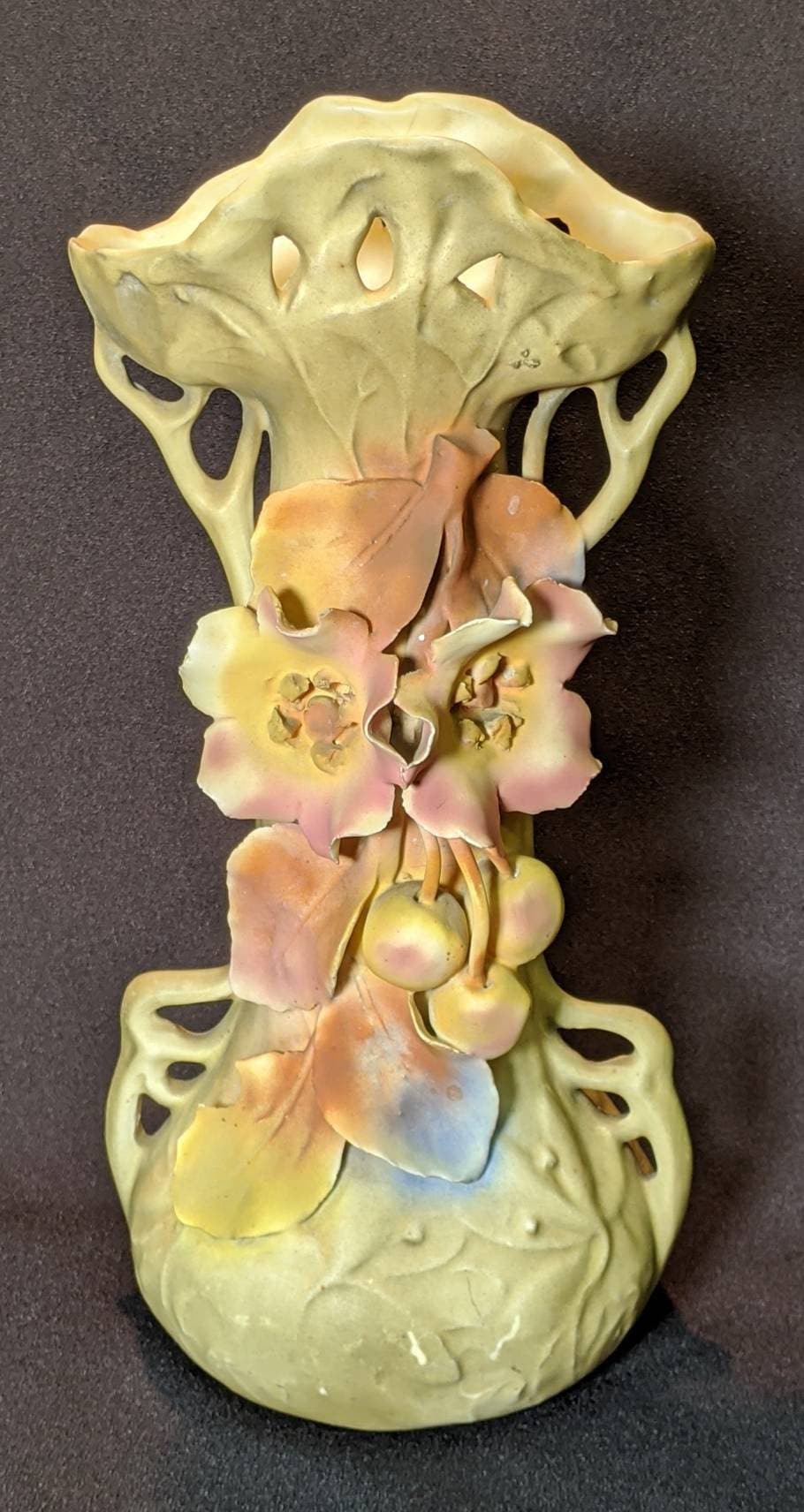 Royal Dux Vase Antique Art Nouveau Applied Flowers | Etsy
