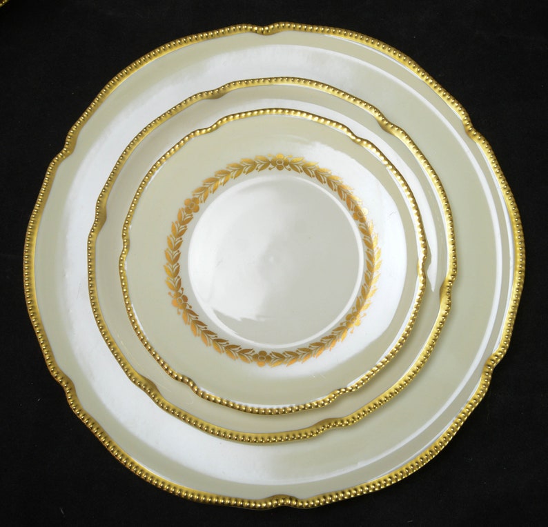 72 Piece Castleton USA Gold Laurel China Set Beaded Edge Bread | Etsy