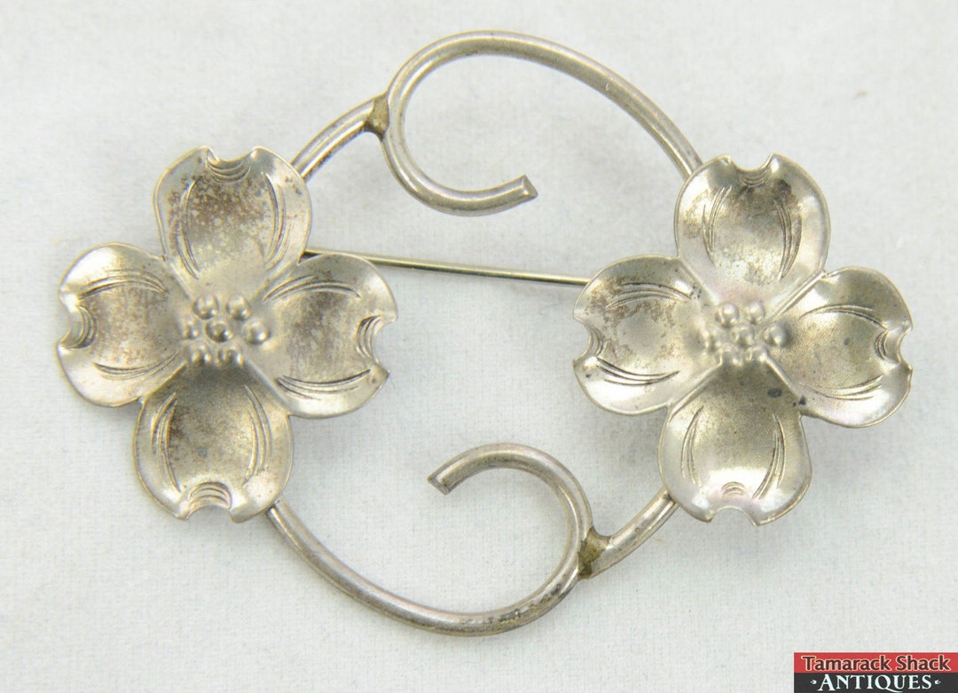 Vintage Sterling Silver .925 Stuart Nye Double Dogwood Flower Pin ...