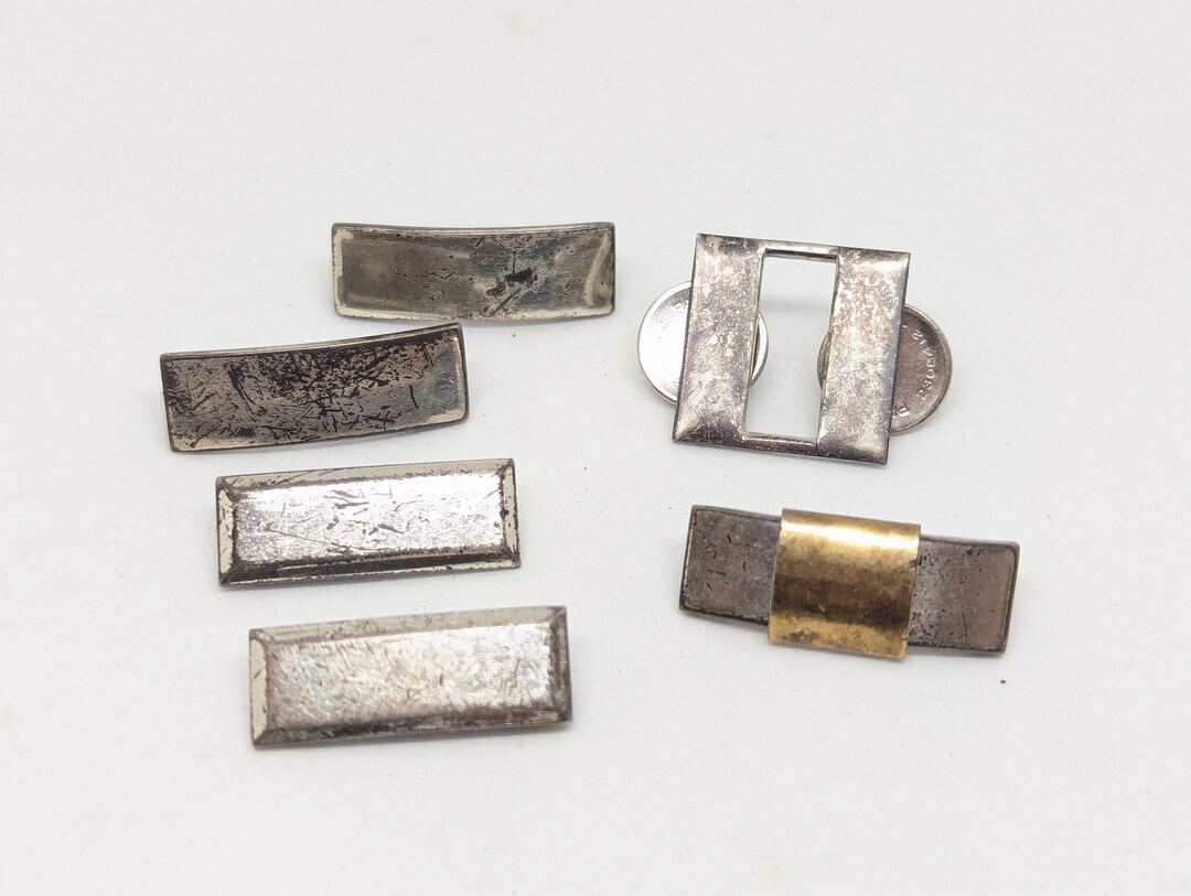 6 Sterling Silver Collar Rank Bar Pins | Military | 25 Grams | Lapel ...