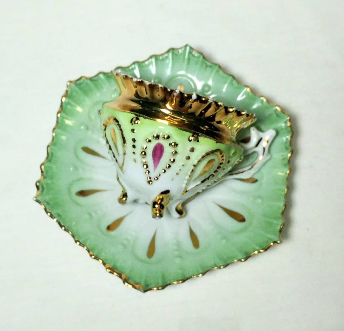 Vtg Handpainted Porcelain 4 Footed Demitasse Tea Cup and | Etsy