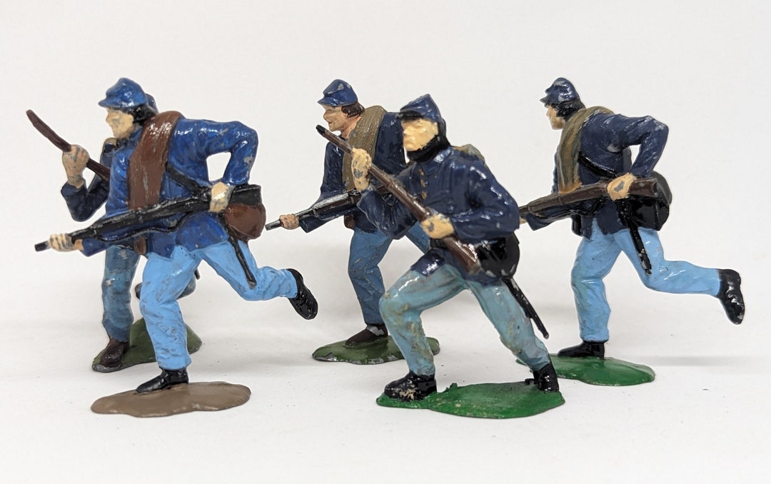 Set of 5 Toy Lead Civil War Soldiers Barclay Grey Iron Britain Union ...