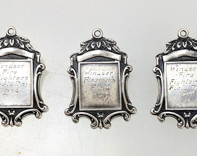 3 Victorian Sterling 2nd Place Charm Fobs Firefighter Firemen's Field ...