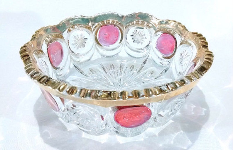 5 Piece Early American Pattern Glass EAPG Gilded Ruby Stained - Etsy