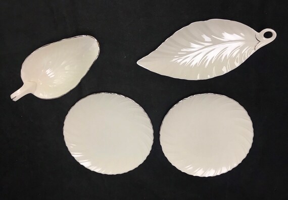 Beautiful Lenox 2 Salad Plates Weatherly Platinum Rim Leaf | Etsy