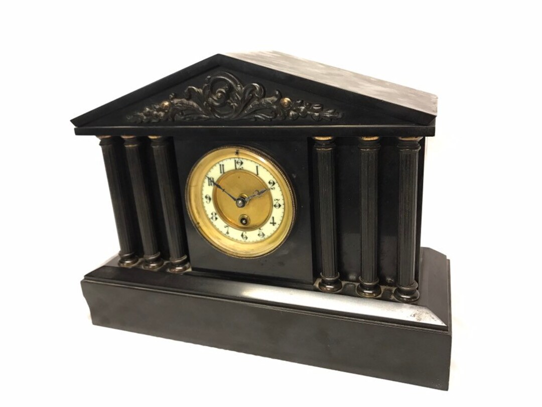 Antique Slate Mantle Clock, Craftsman Signed & Running - Etsy