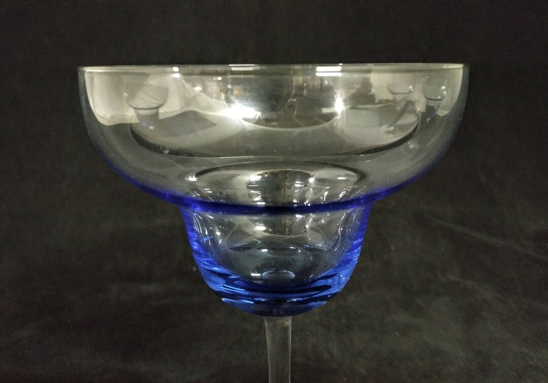4 Clear to Blue Artisan Blown Long Stemmed Ice Cream Sundae Grasshopper ...