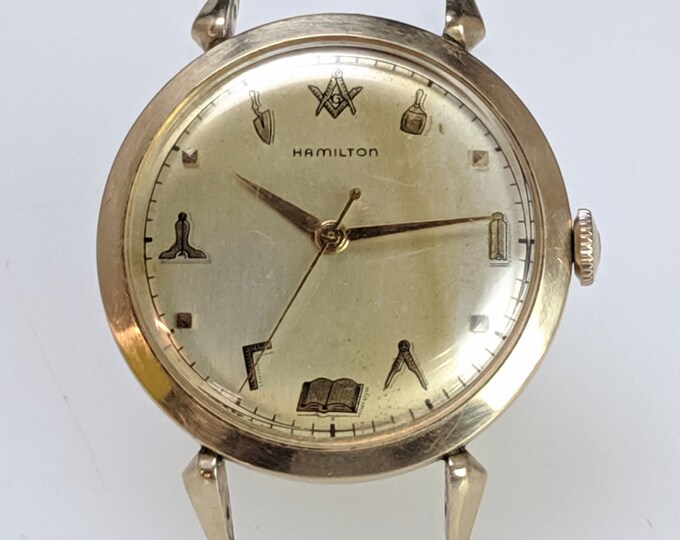 1953 Hamilton Rodney Masonic Symbols Dial Presentation Wristwatch Watch ...