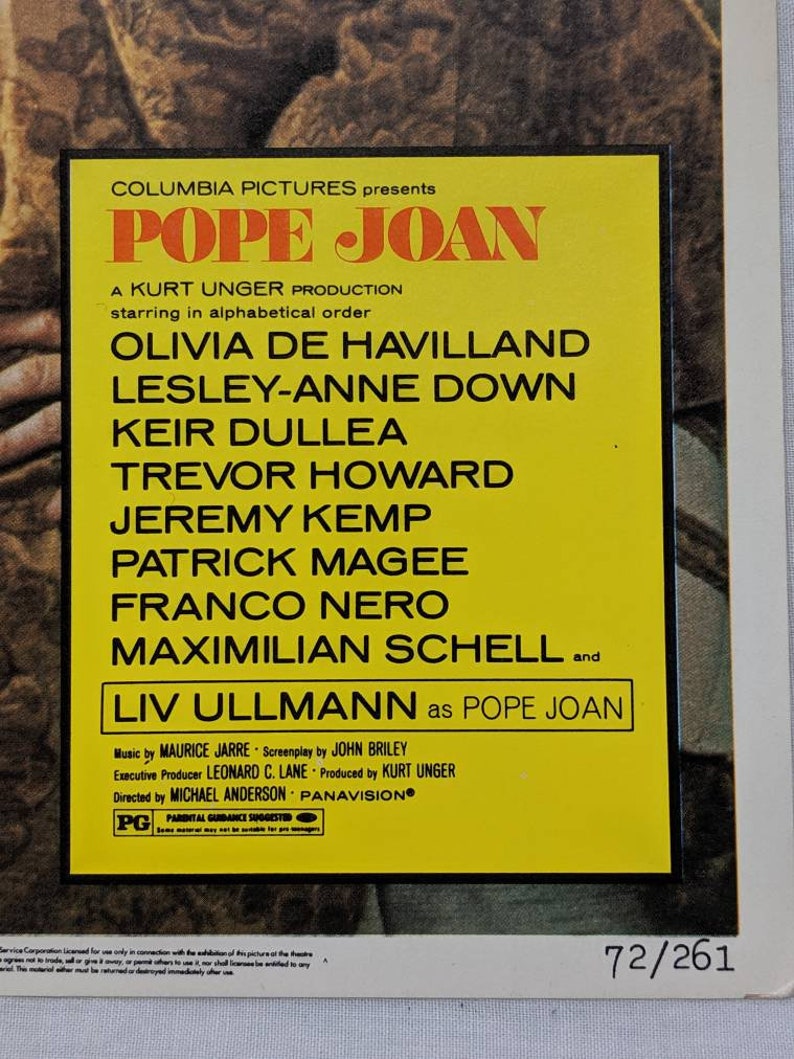 Vintage Columbia Pictures Movie Poster Lobby Card Set 1972 Pope Joan ...