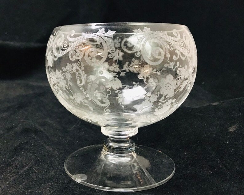 Cambridge Chantilly Pattern Etched Glass Floral Scrollwork - Etsy