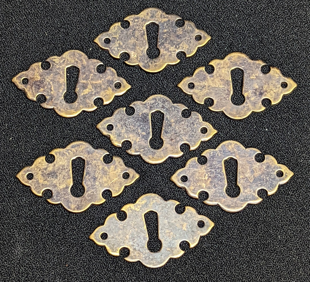 Set of 7 Antique Skeleton Key Hole Covers for Cabinet or Dresser ...
