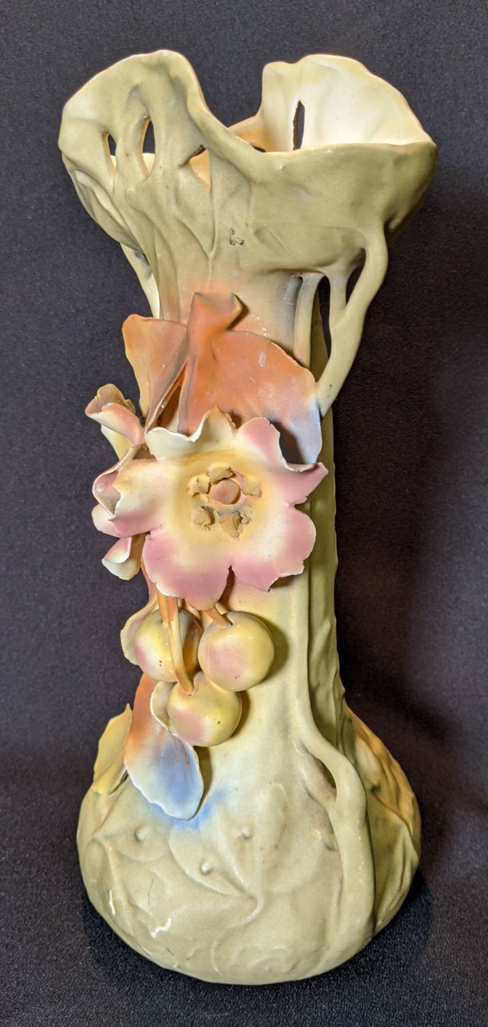 Royal Dux Vase Antique Art Nouveau Applied Flowers - Etsy