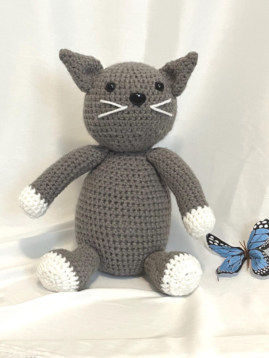 Gray Cat Plushie Stuffed Toy Handmade Crochet Amigurumi - Etsy