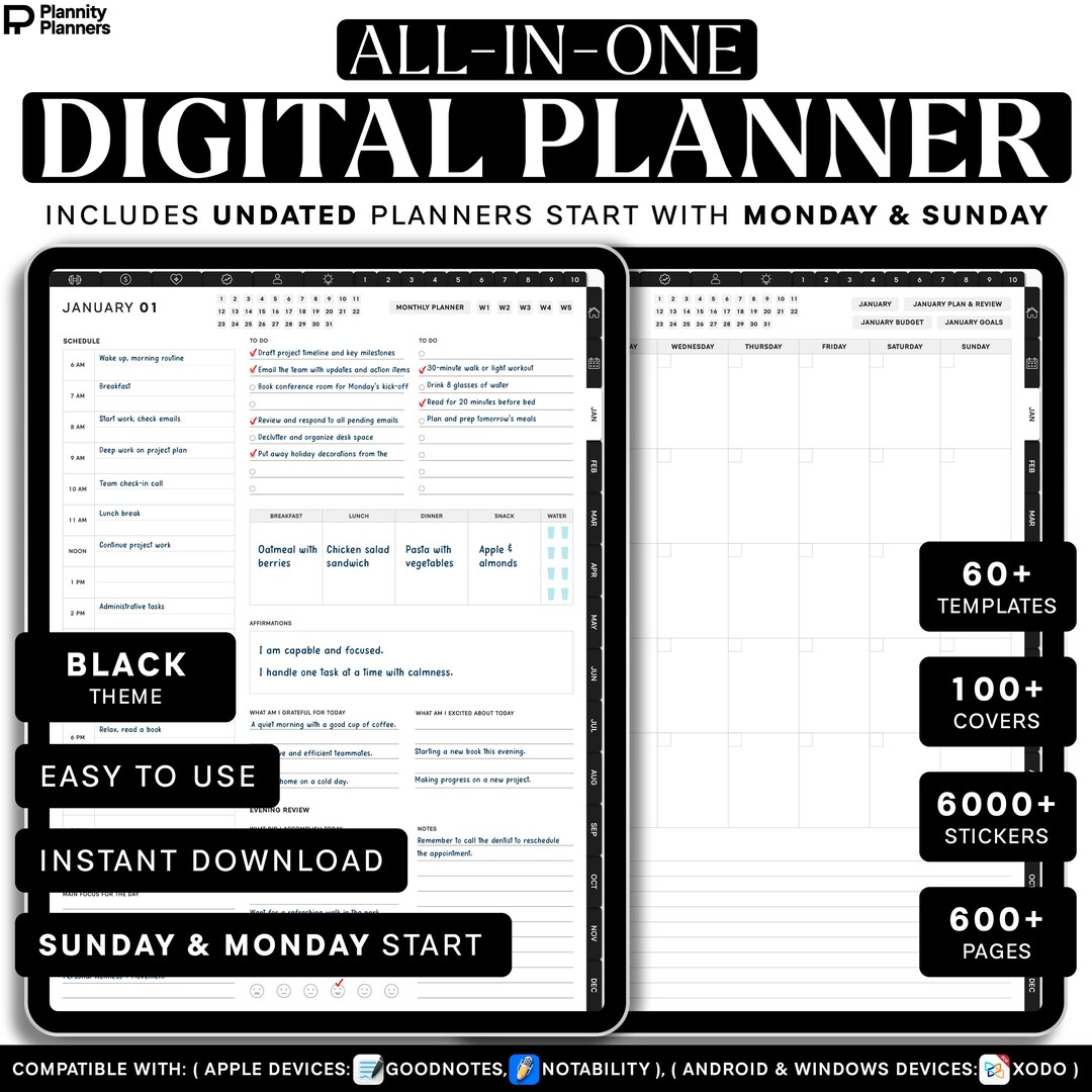 All-in-one Digital Planner: Undated Daily, Weekly, Monthly Goodnotes ...