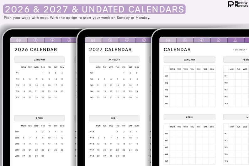 All-in-one Digital Planner 2026-2027: Undated Daily, Weekly, Monthly ...