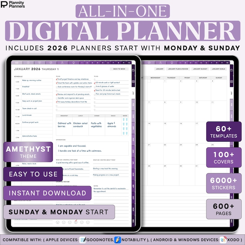 All in One Digital Planner 2026, Hyperlink Digital Planner, Daily ...