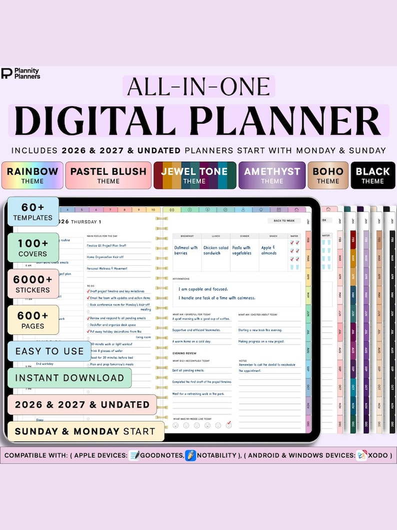 All-in-one Digital Planner 2026, 2027, Undated Digital Planner, Digital ...
