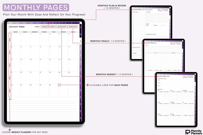 All in One Digital Planner 2026, Hyperlink Digital Planner, Daily ...