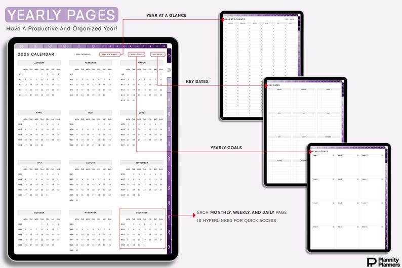 All in One Digital Planner 2026 2027 Undated, Hyperlink Digital Planner ...