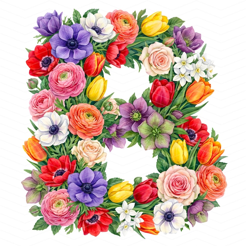 Floral Alphabet Letters A–Z PNG: Botanical Flower Letter, Anemone ...