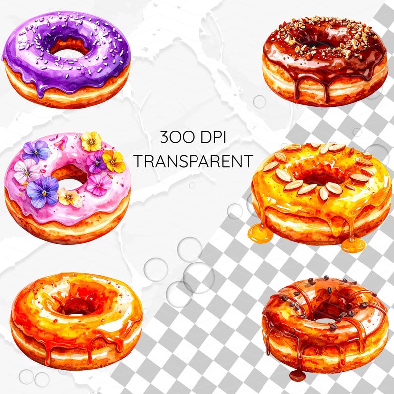 Realistic Donuts Clipart Bundle, Clean Bold Donut Pngs, Sweet Bakery ...