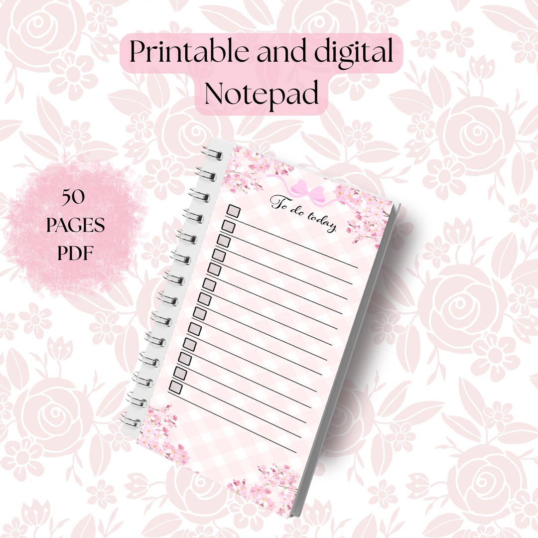 Girly To-do Day Notepad | Digital and Printable Planner PDF 3.5×8 in ...