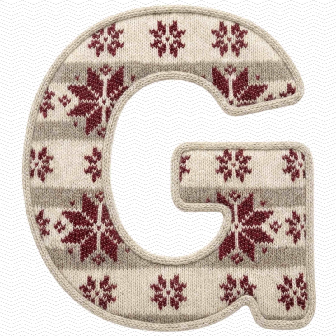 Nordic Knit Snowflake Alphabet PNG: Faux Knit Yarn Letters, Crochet ...