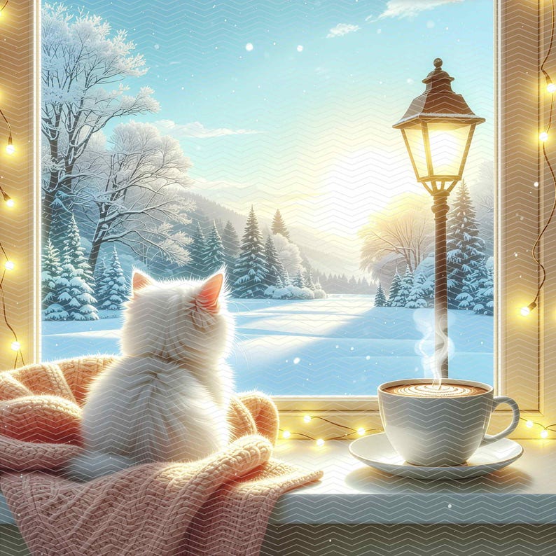 Cozy Winter Cat Clipart Set: 12 Photorealistic Illustrations of Kittens ...