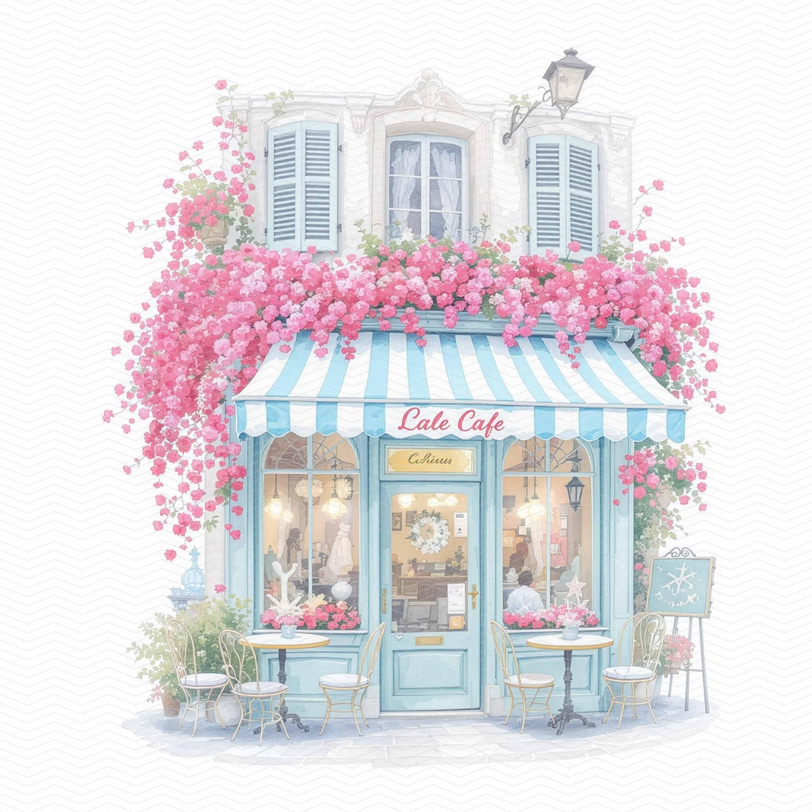 20 Watercolor Paris Café Storefronts: French Coffee Shop Clipart Set ...