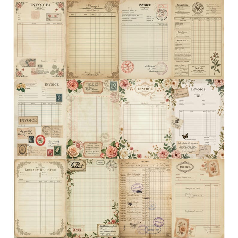 100 Vintage Administrative Archive Papers: Antique Office Records ...