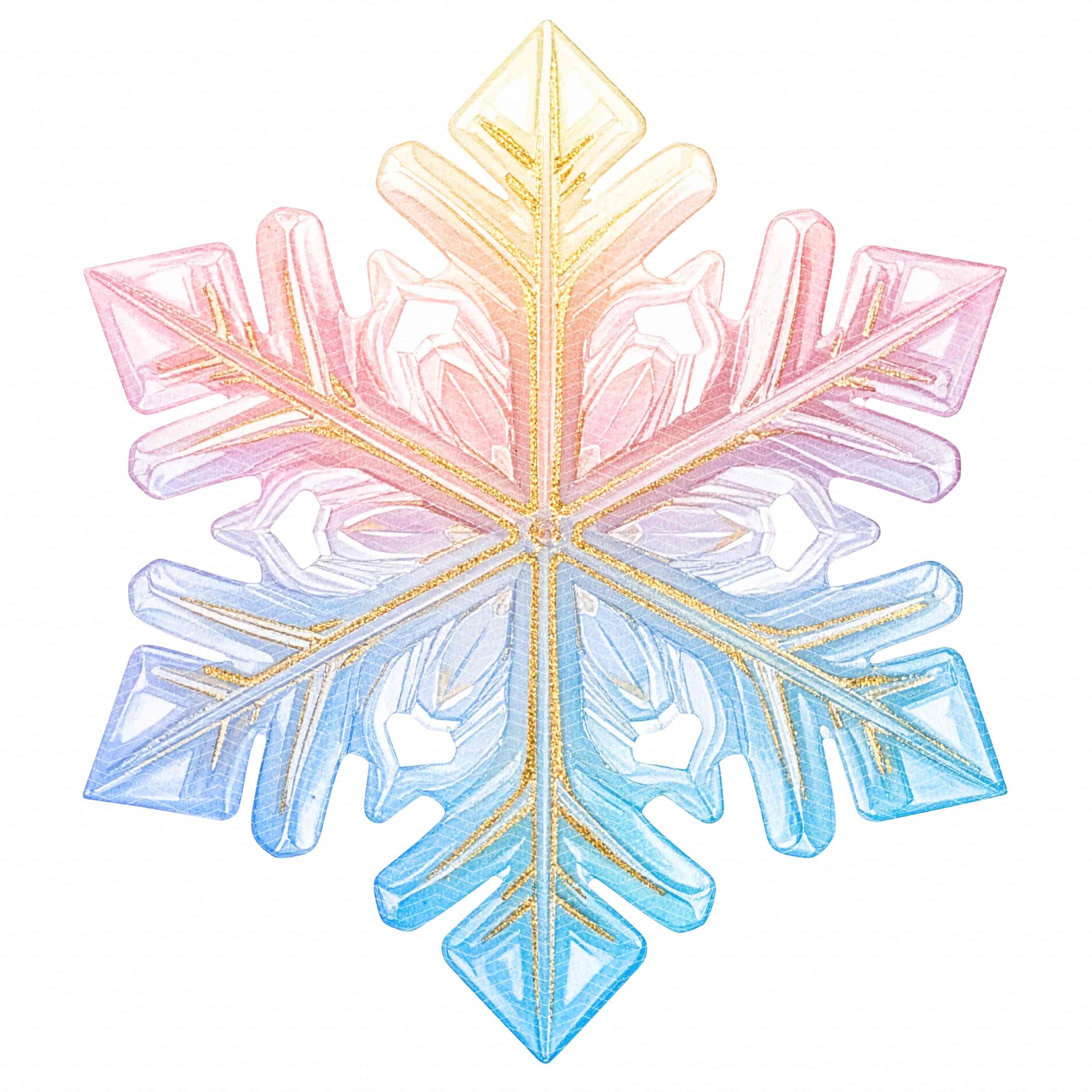 28 Iridescent Snowflake Clipart Set: Pastel Watercolor Snowflakes With ...