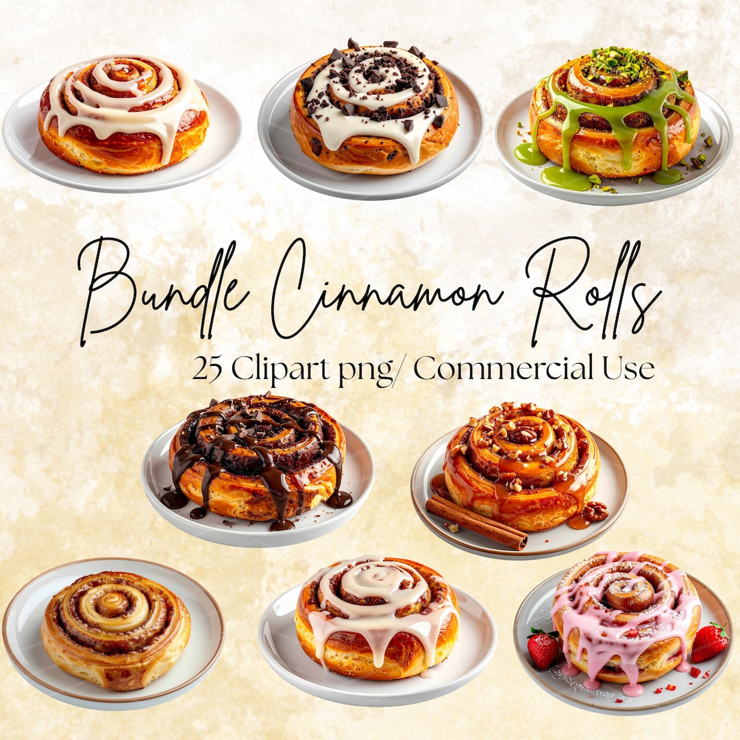 25 Realistic Cinnamon Roll Clipart Pngs, Bakery Pastry Graphics ...