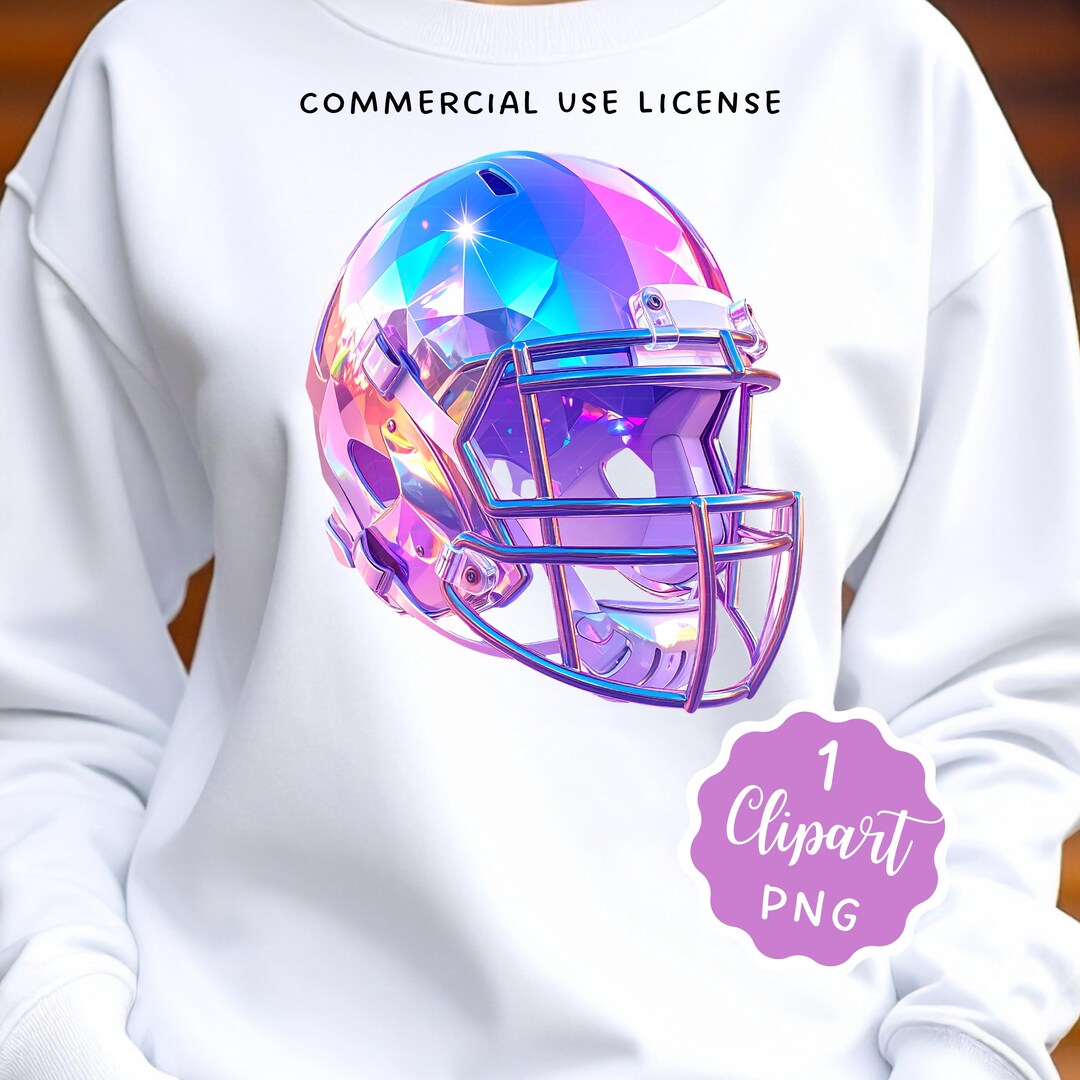 Crystal Football Helmet Clipart PNG: Holographic Prism Design (digital ...